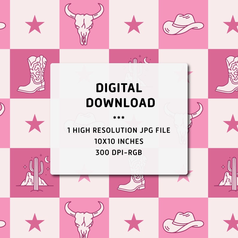 Western Checkered Seamless Pattern: Cowboy Repeat Design (digital ...