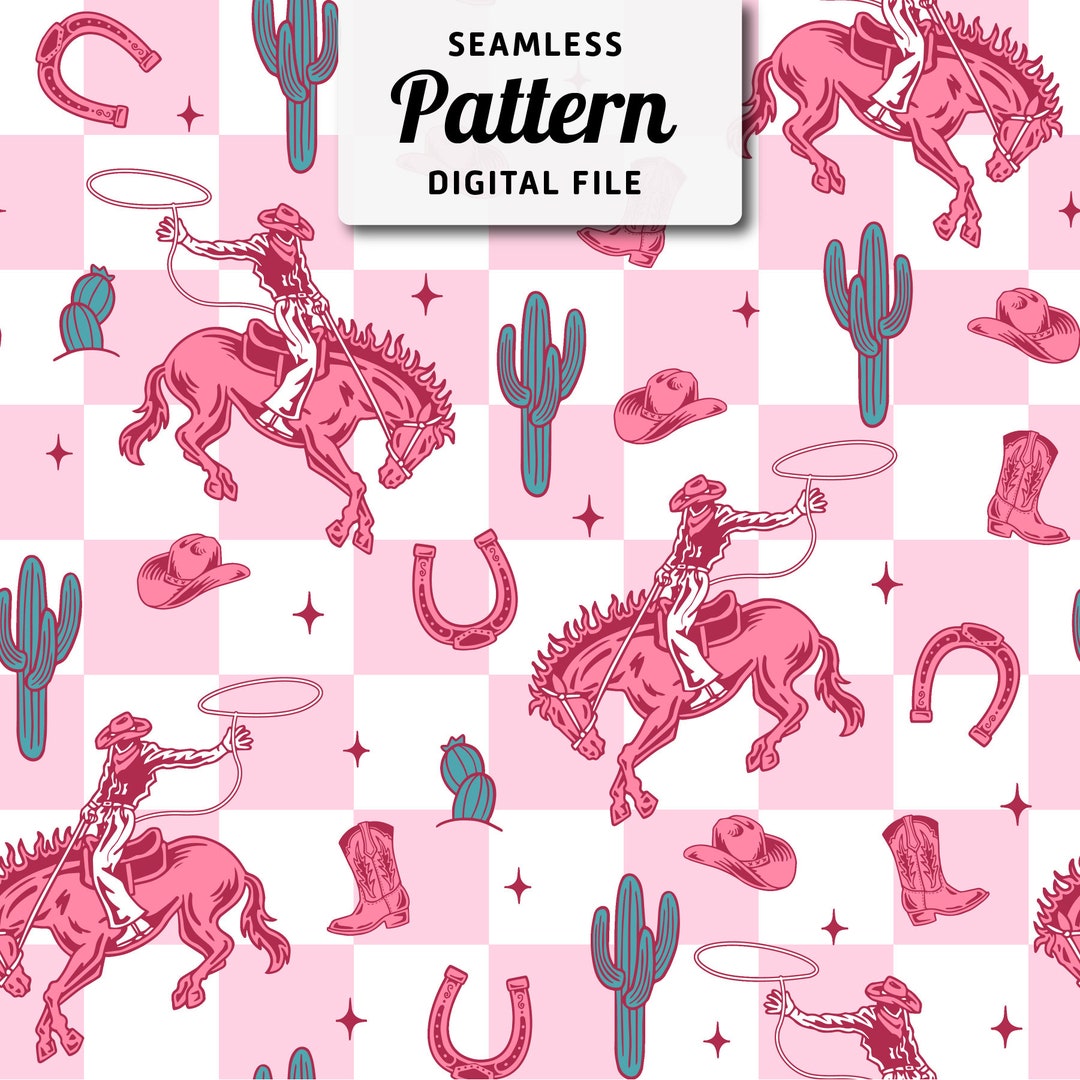 Western Checkered Seamless Pattern: Cowboy Repeat Design (digital ...