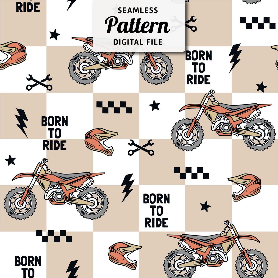 Motocross Seamless Pattern. Dirt Bike Digital Design File. Pattern File ...