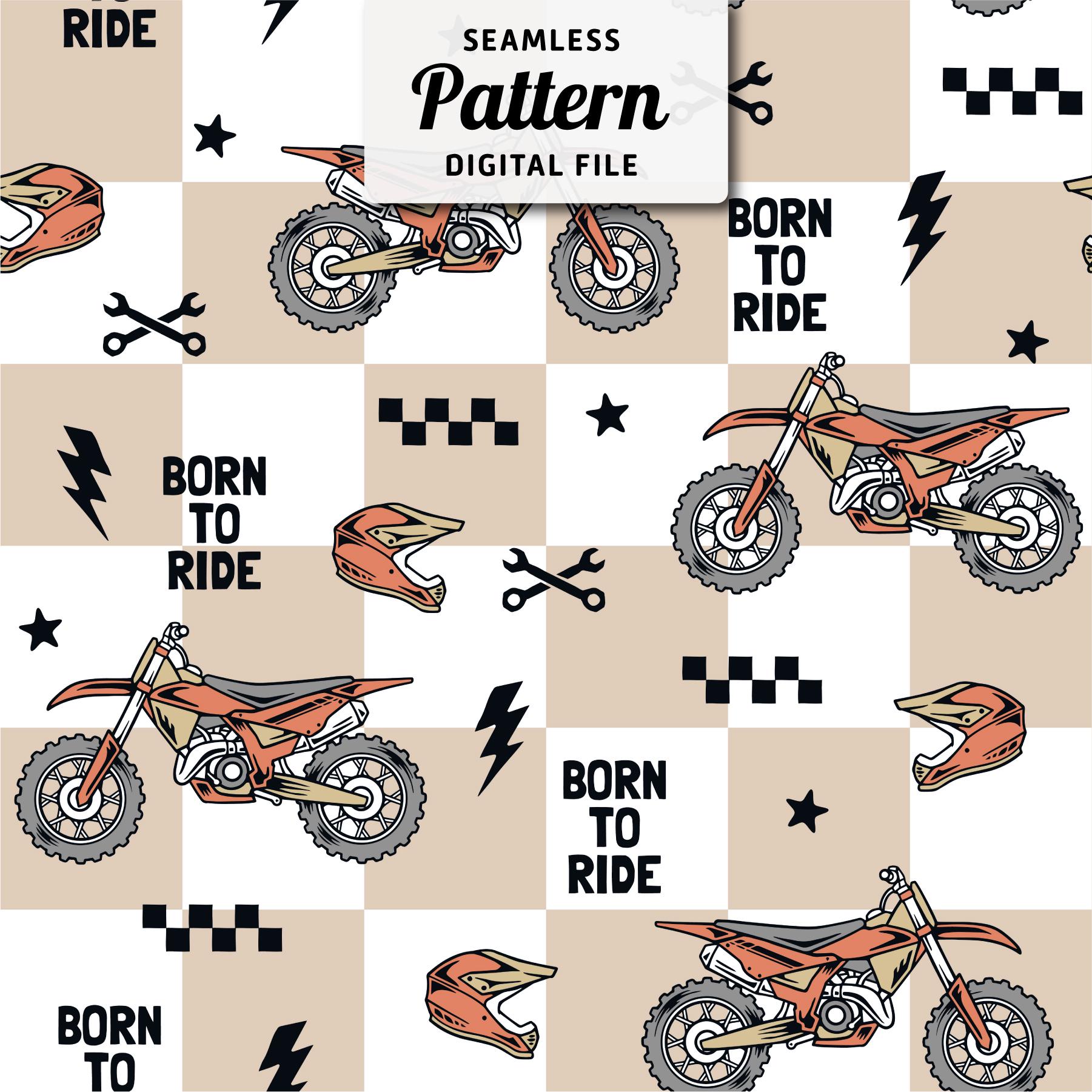 Motocross Seamless Pattern: Dirt Bike Fabric Print (digital Download ...