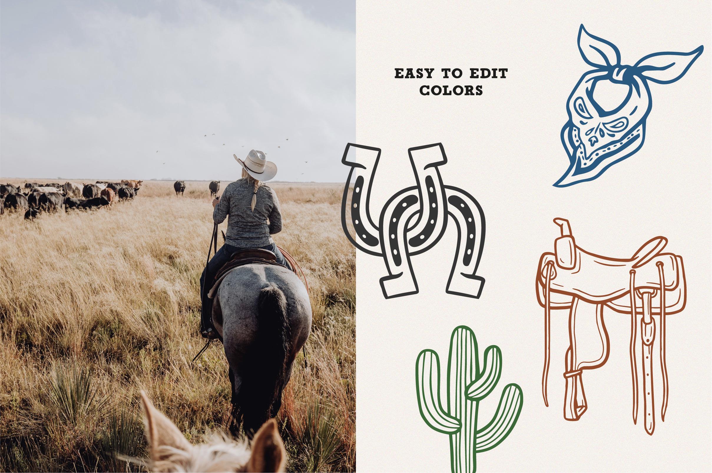 Western Hand Drawn Illustrations. Western SVG, PNG, and EPS Files ...