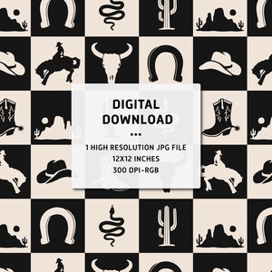 Western Checkered Seamless Pattern: Cowboy Repeat Design (digital ...