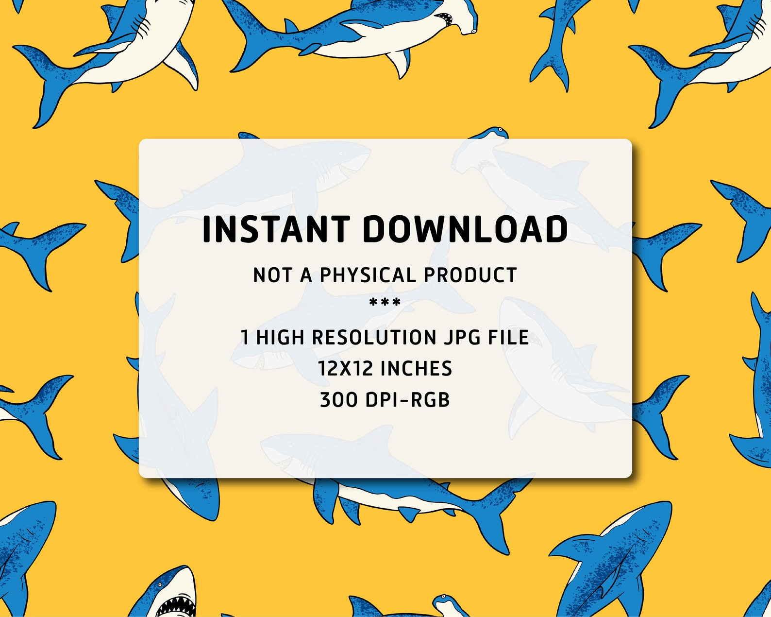 Shark Seamless Pattern: Hand-drawn Illustrations (digital Download) - Etsy