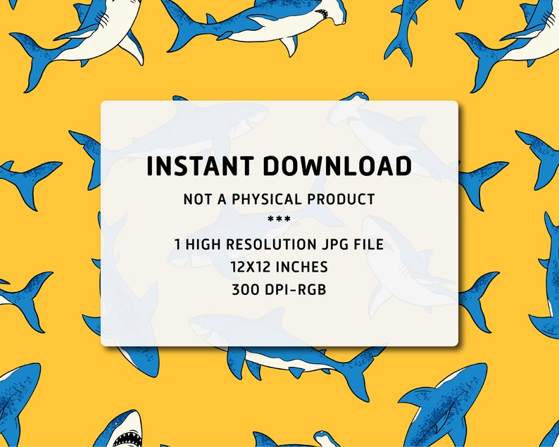 Shark Seamless Pattern: Hand-drawn Illustrations (digital Download) - Etsy