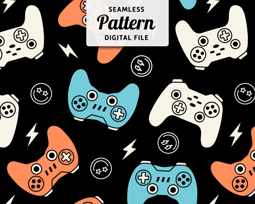 Gamer Seamless Digital File, Game Controller Digital Download Seamless ...