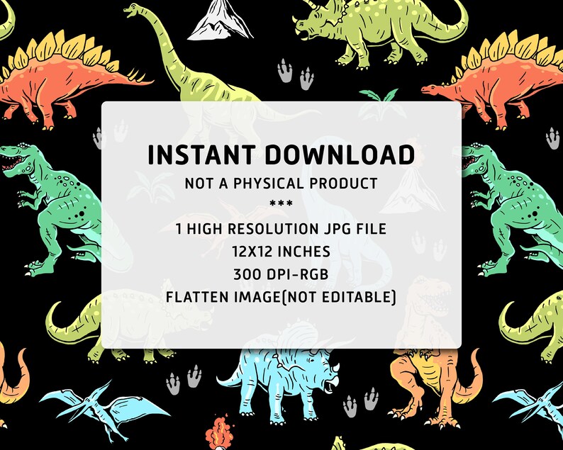 Cartoon Dinosaurs Seamless Pattern: Hand Drawn Kids Design (digital ...