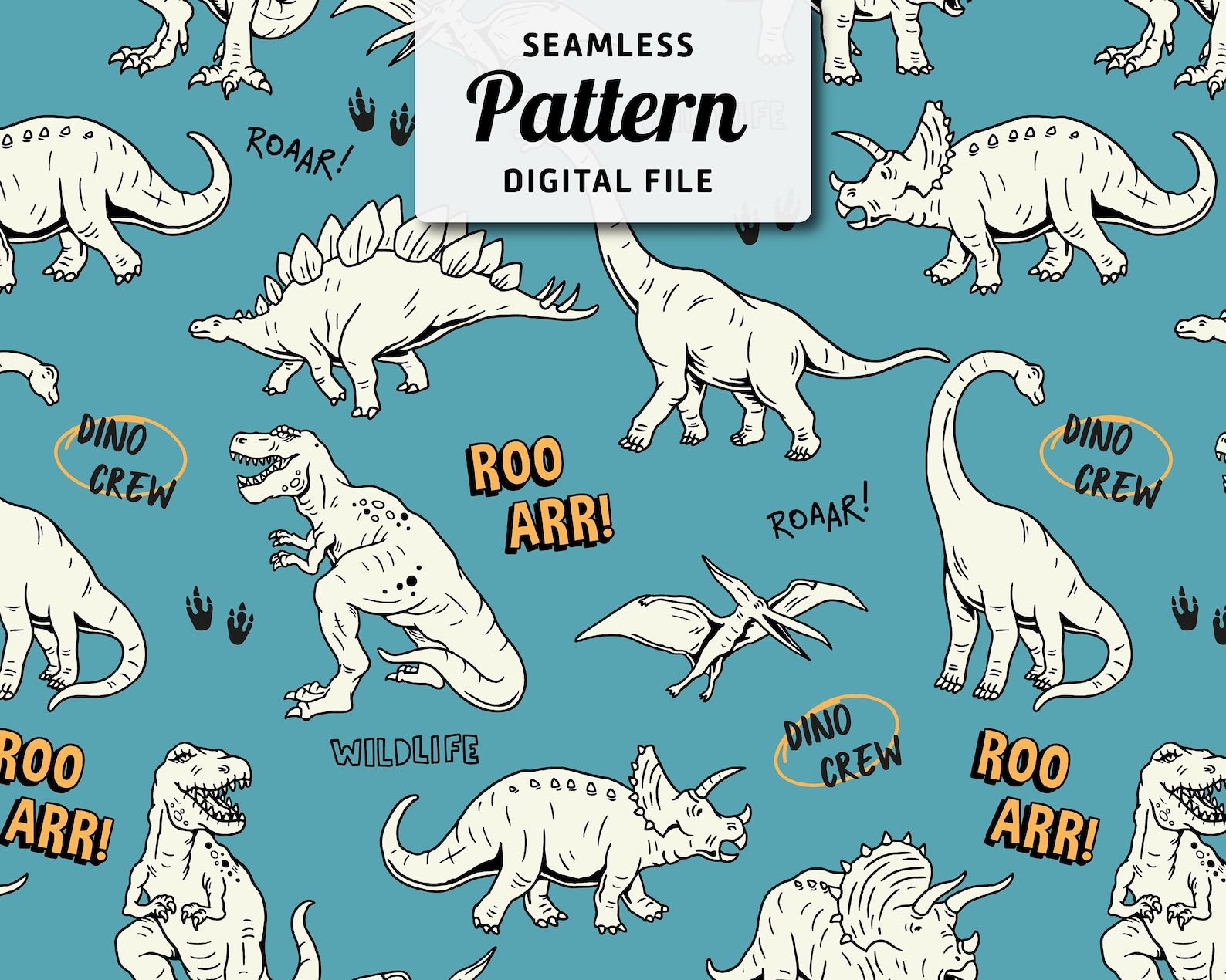Dinosaurs Seamless Pattern Cartoon Dinosaurs Kids Seamless - Etsy