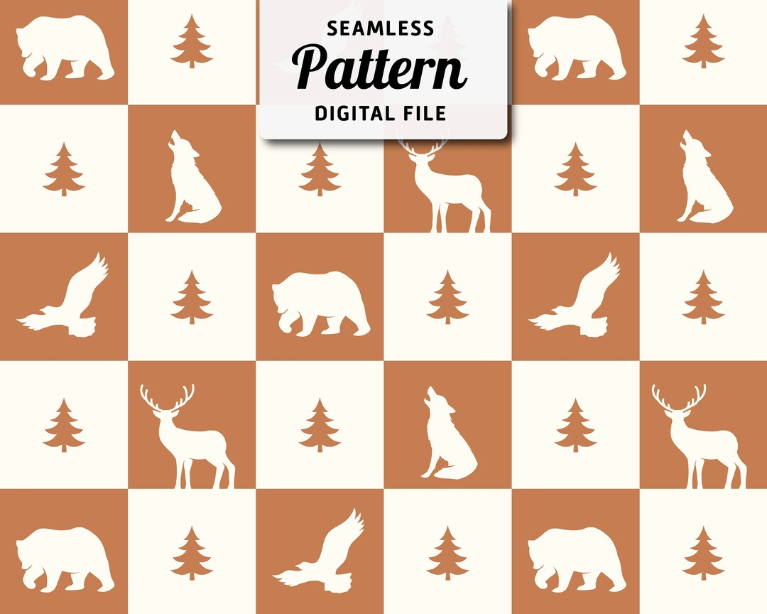 Checkered Forest Animals Seamless Pattern (digital File) - Etsy
