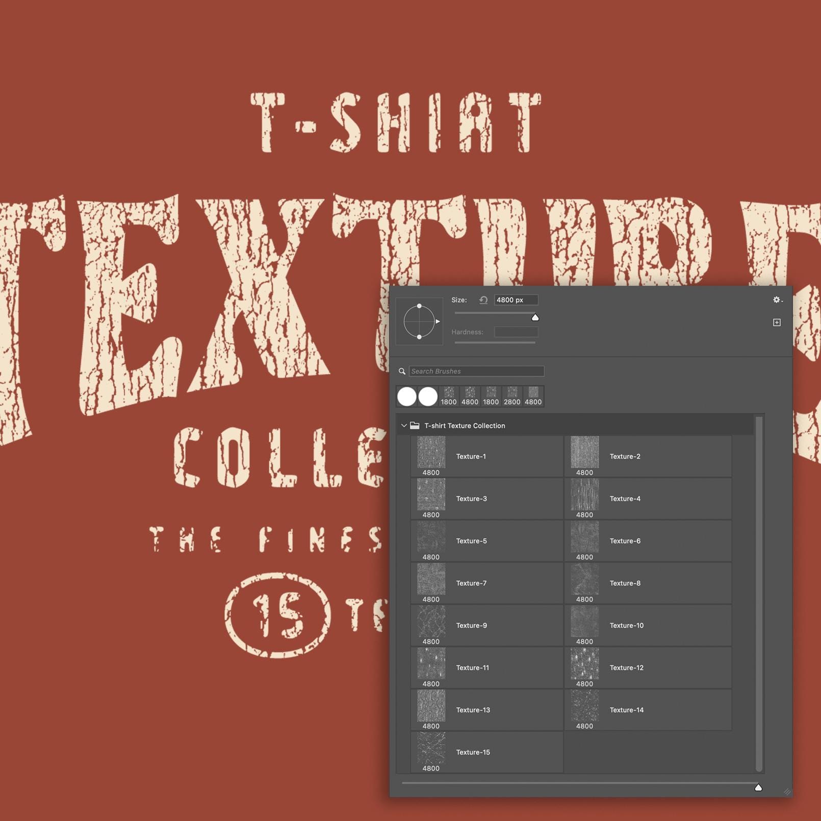 T-shirt Distressed Texture Brushes for Adobe Photoshop: 15 Photoshop ...
