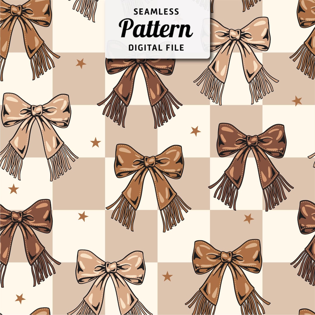 Checkered Western Bow Seamless Pattern: Cowgirl Repeat Design (digital ...