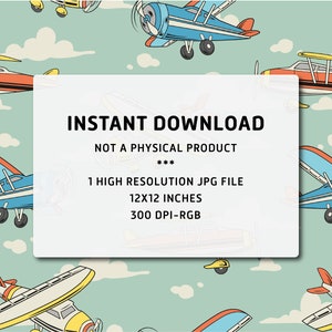 Airplane Seamless Pattern, Digital Download, Plane Digital File, Jpeg ...