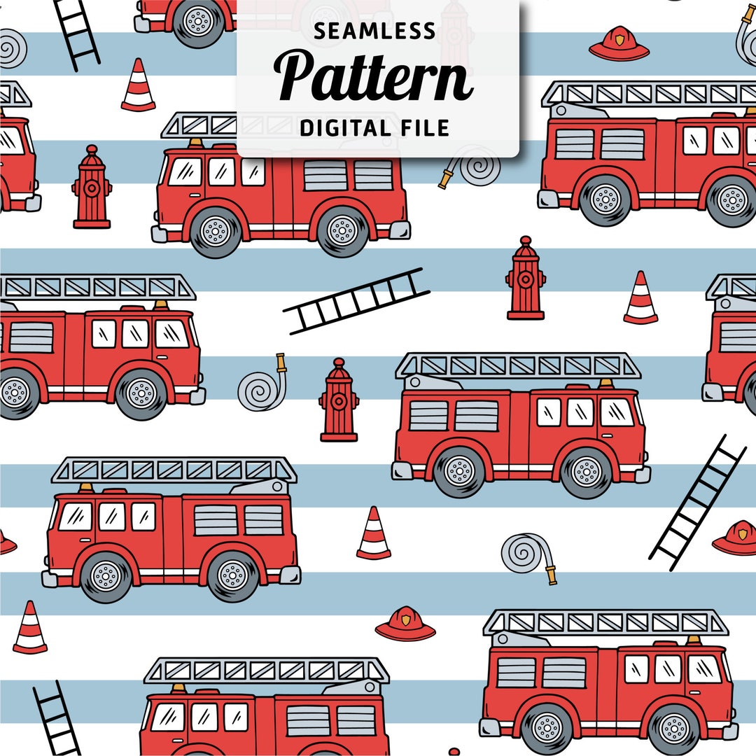 Fire Truck Seamless Pattern: Boy Design (digital Download) - Etsy