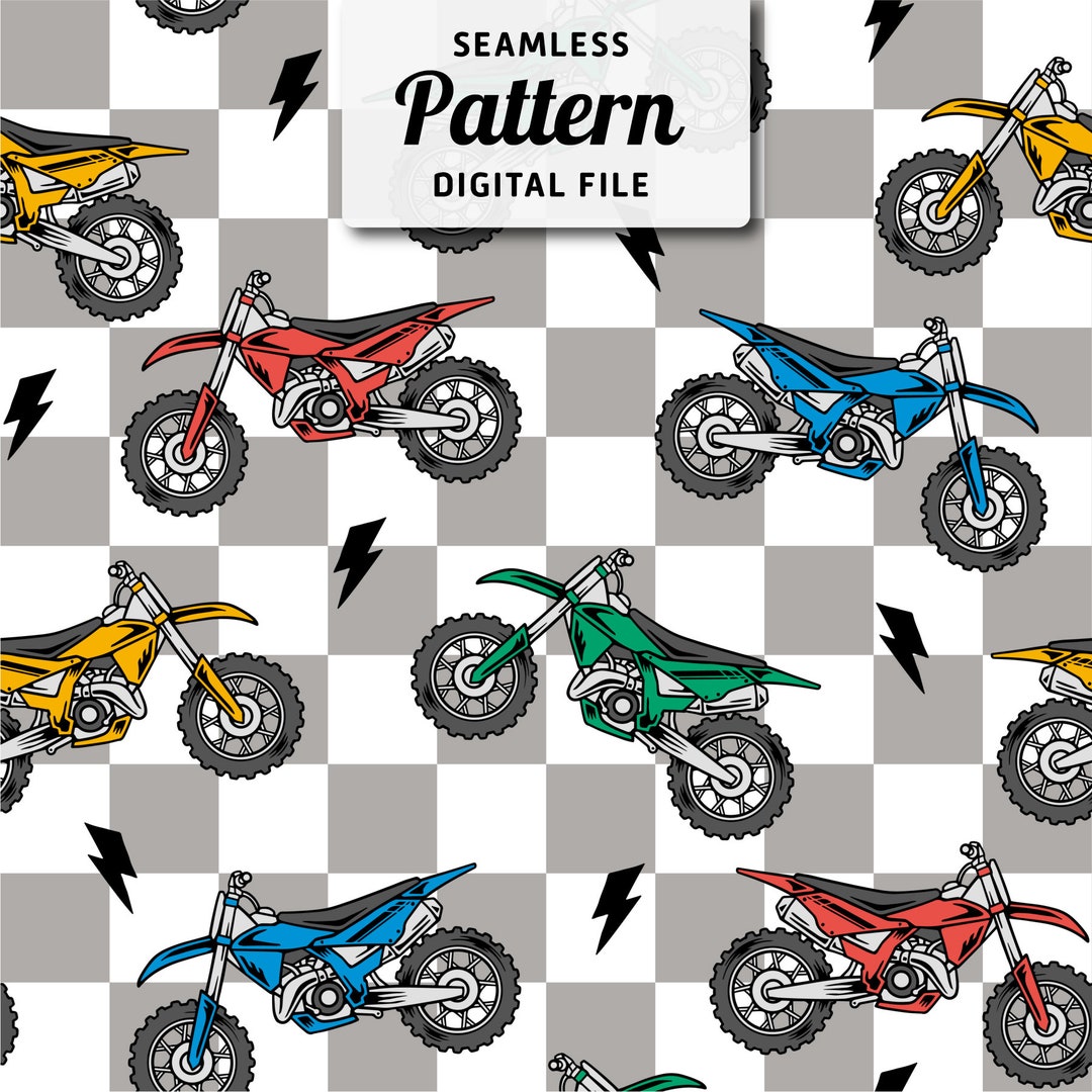 Motocross Seamless Pattern. Dirt Bike Digital Design File. Pattern File ...