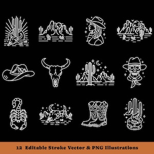 Western Line Art Illustrations. Western SVG, PNG, and EPS Files ...