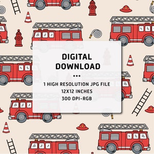 Fire Truck Seamless Pattern: Boy Fabric Design (digital Download) - Etsy
