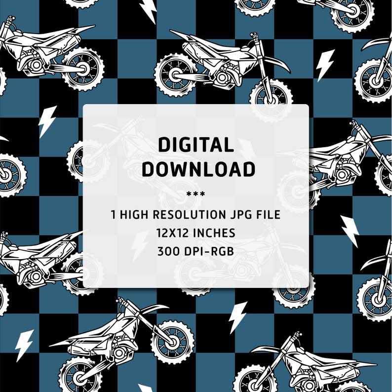 Motocross Seamless Pattern: Dirt Bike Fabric Print (digital Download ...