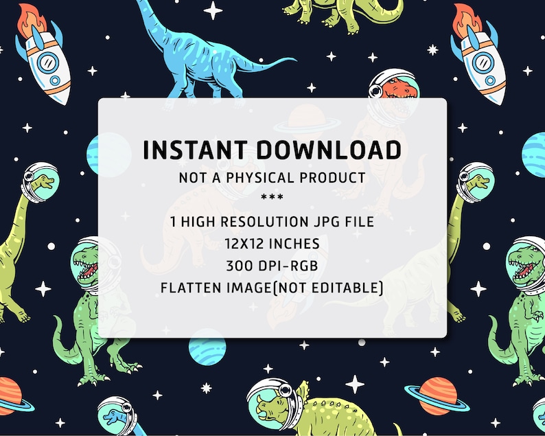 Dinosaurs in Space Seamless Pattern Dinos Seamless Repeat - Etsy