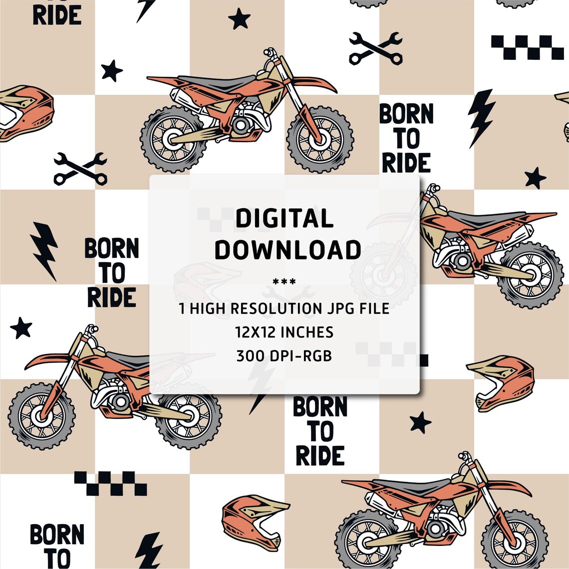 Motocross Seamless Pattern: Dirt Bike Fabric Print (digital Download) - Etsy