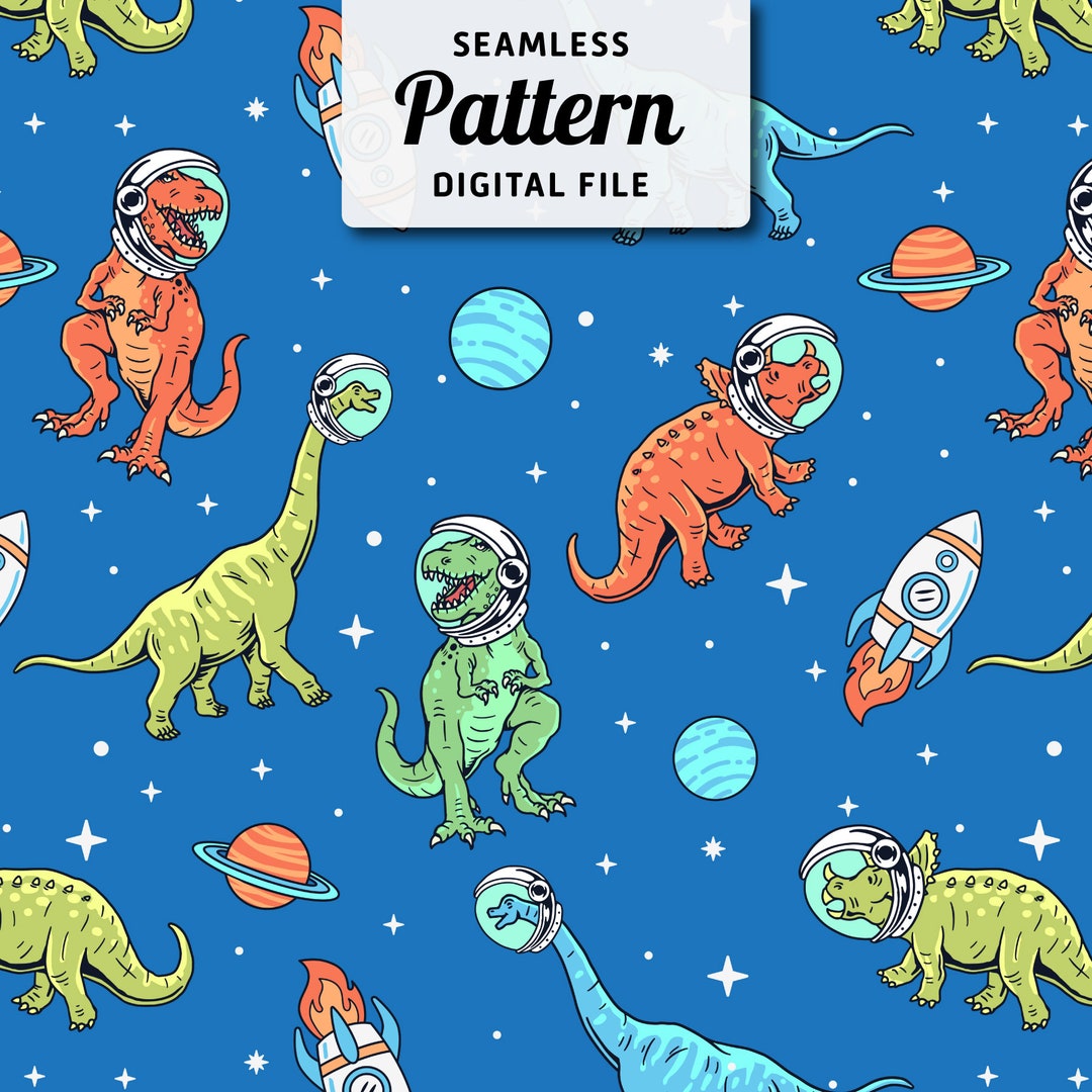 Dinosaurs in Space Seamless Pattern | Dinos Seamless Repeat Design ...