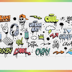 30 Graffiti Illustrations: Vector SVG & PNG Files (digital Download) - Etsy
