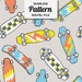 Skateboard Seamless Pattern Boys Seamless Repeat Design Hand Drawn ...