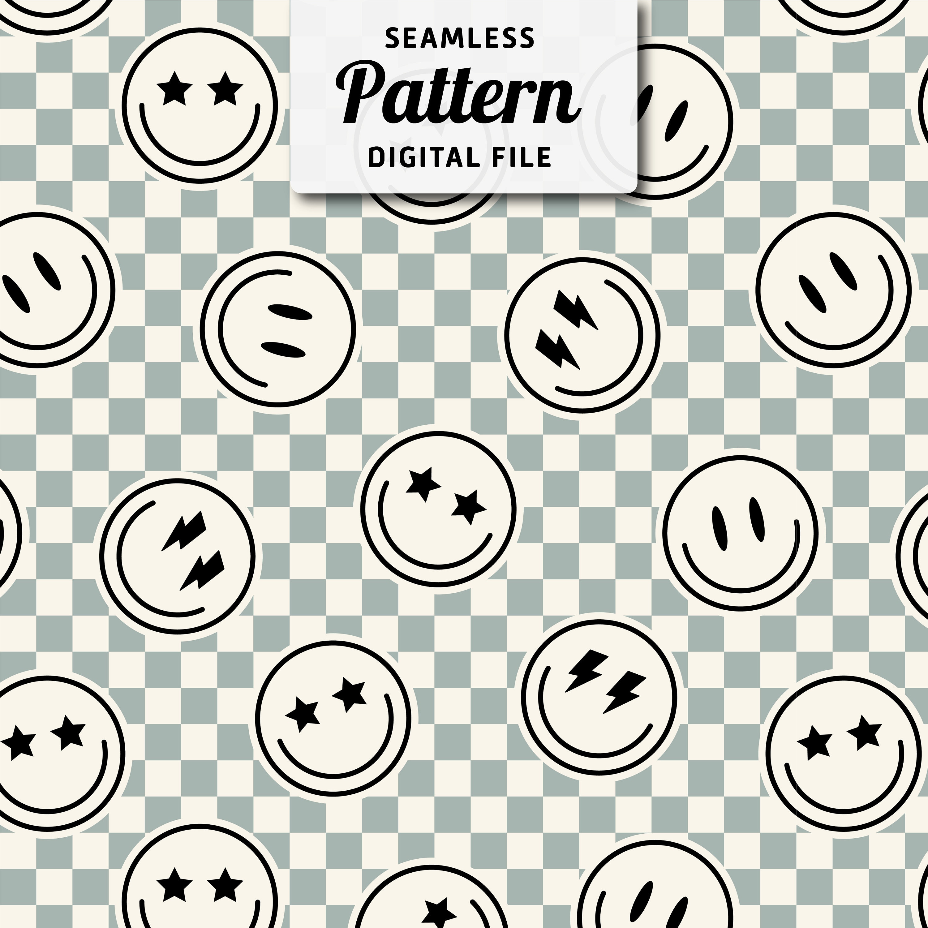 Happy Face Seamless Repeat Pattern Checkered Seamless Background Smile ...