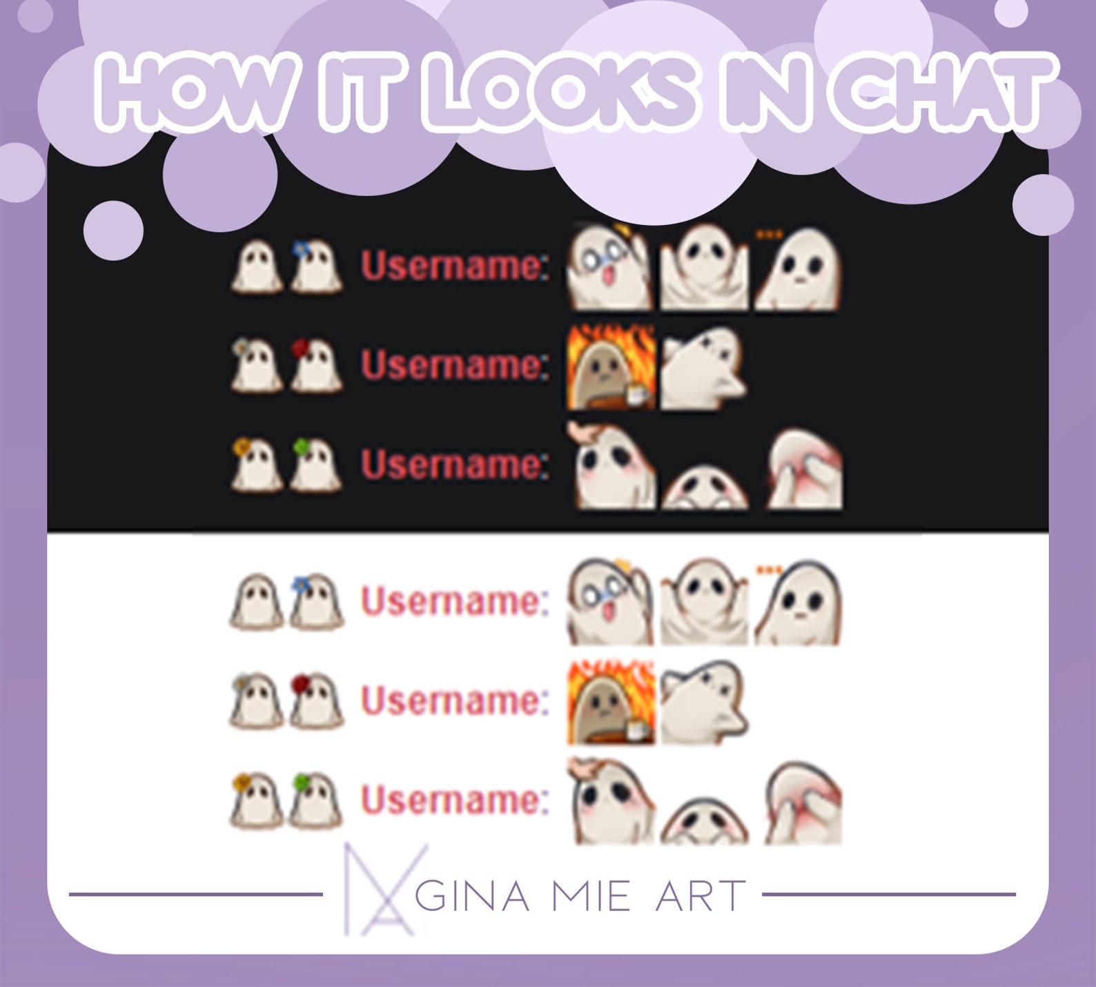 Cute Ghost Twitch Set, 8 Emotes + 6 Badges - Etsy