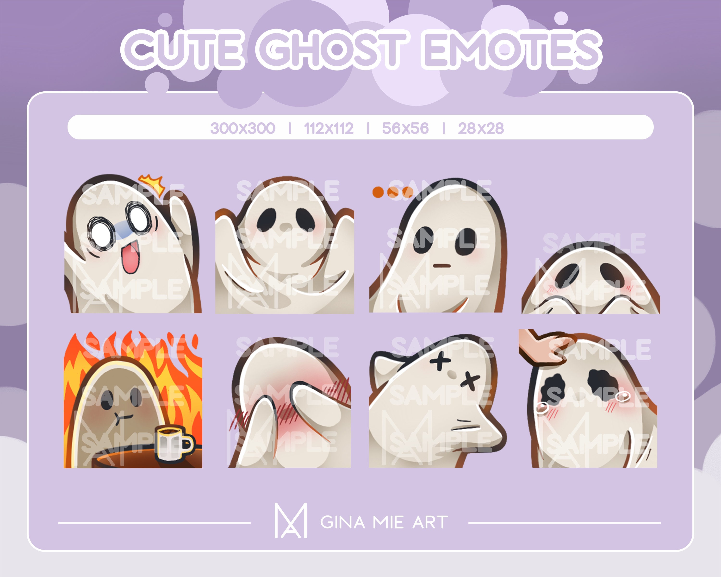 Cute Ghost Twitch Set, 8 Emotes + 6 Badges - Etsy