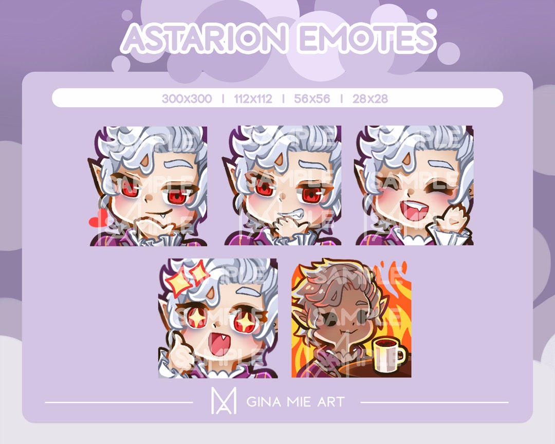 Astarion Twitch Emote Set, 5 Emotes, Baldur's Gate 3 / BG3 - Etsy