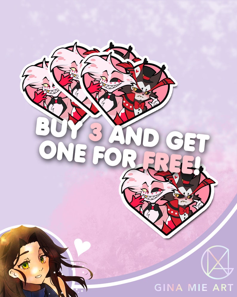 Huskerdust Sticker - Hazbin Hotel Angel and Husk // Gina Mie Art - Etsy