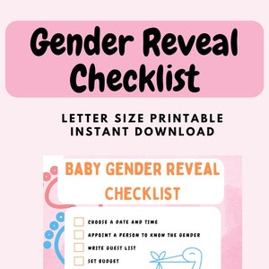 Gender Reveal Checklist Printable Digital Checklist - Etsy
