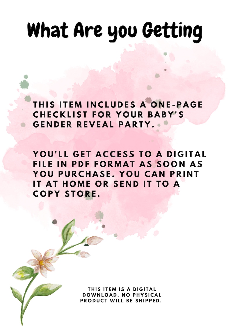 Gender Reveal Checklist Printable Digital Checklist - Etsy