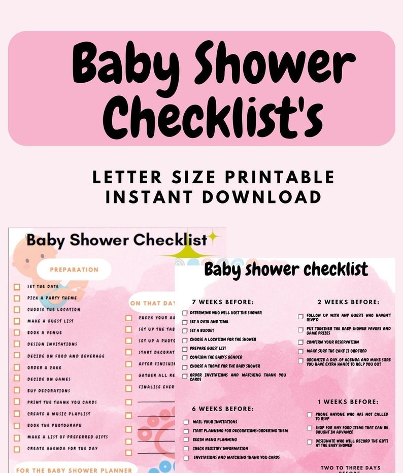 Baby Shower Checklist Complete Guide Digital Checklist Baby Shower ...