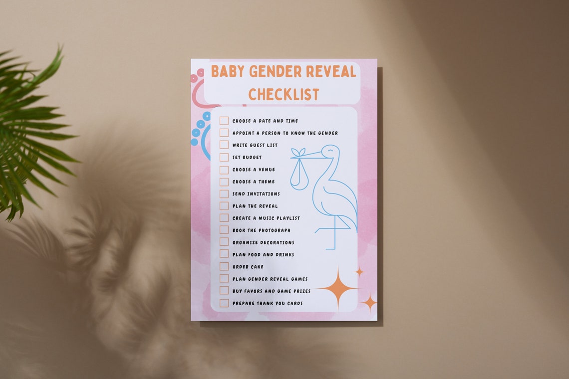 Gender Reveal Checklist Printable Digital Checklist - Etsy