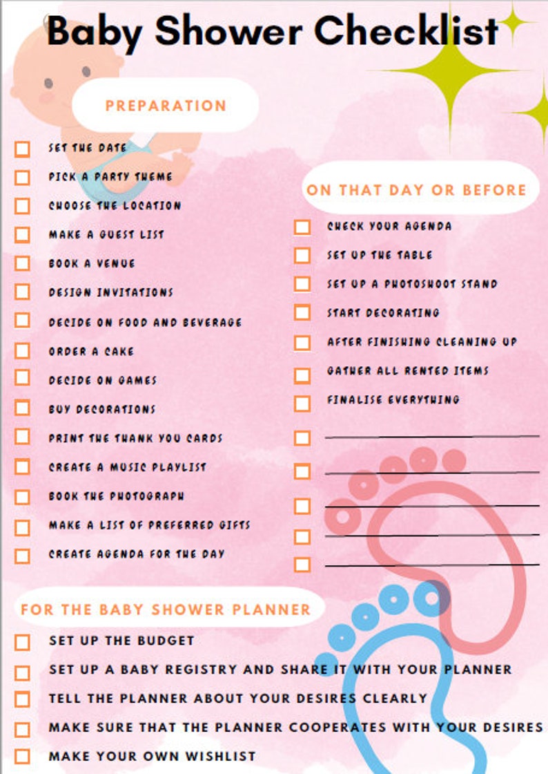 Baby Shower Checklist Complete Guide Digital Checklist Baby Shower ...