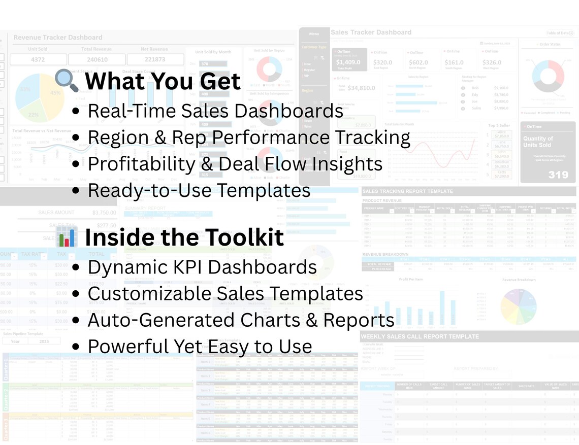 Sales Professional Dashboard Toolkit - Etsy