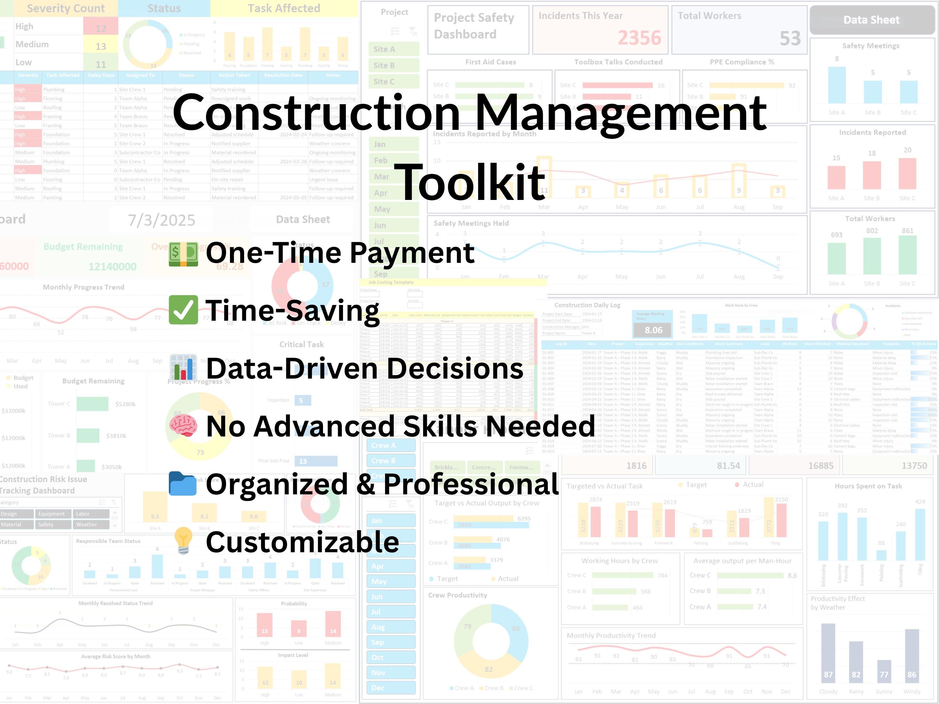 Construction Management Templates & Dashboards - Etsy