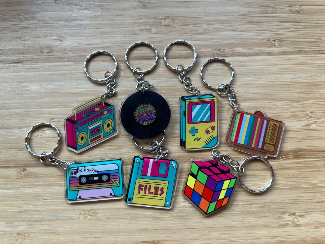 Retro Keychains, 60s, 90s Designs. - Etsy