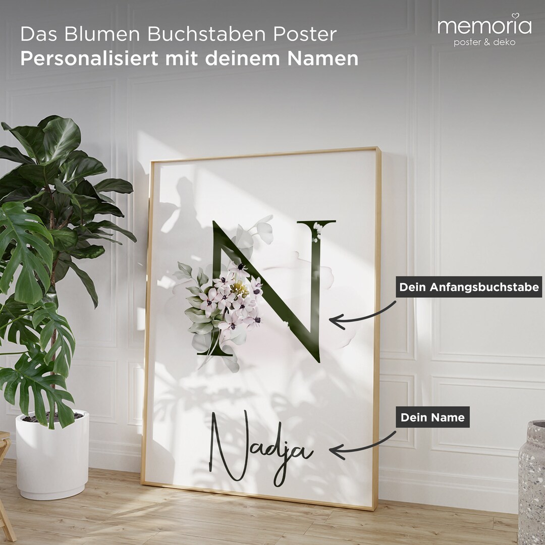 Premium Poster Rose Letter Collection Personalized With Your Name - Etsy