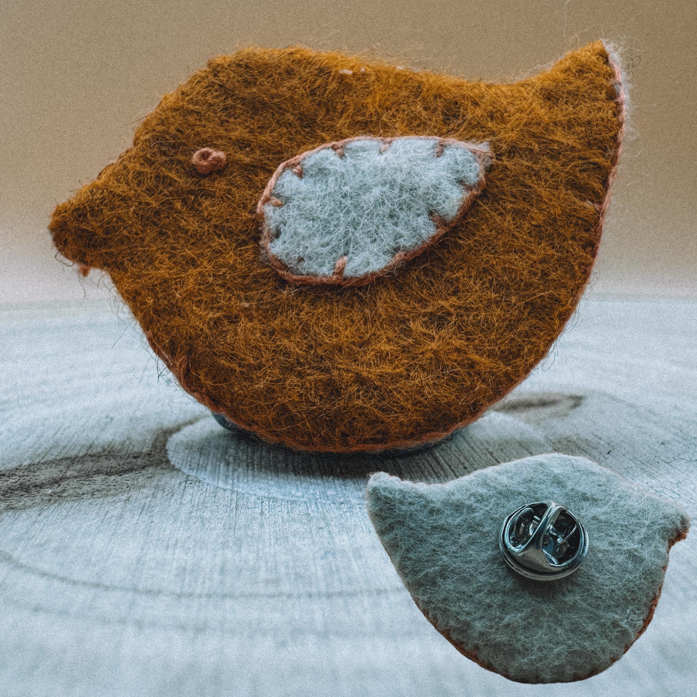 Handmade Wool & Felt Bird Pin Badge - Etsy