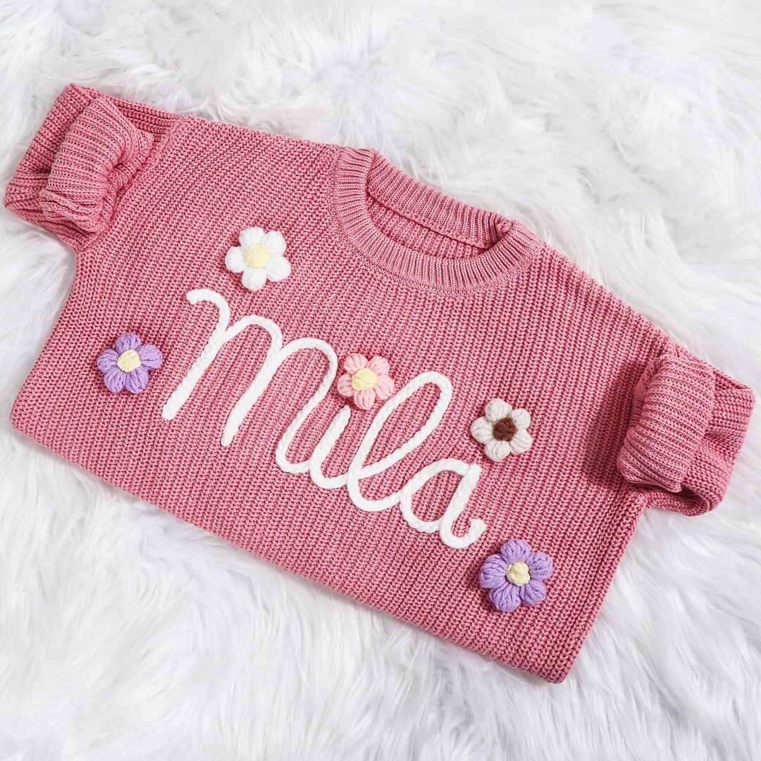 Personalized Baby Jumper With Hand-embroidered Name Monogram, Baby ...