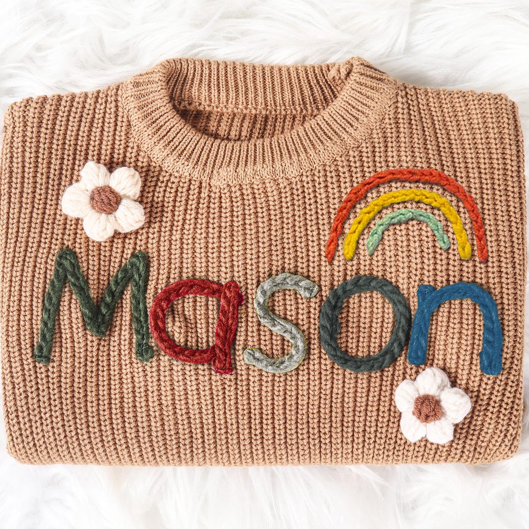 Custom Name Baby Sweater,personalized Hand Embroidered Baby Sweater ...