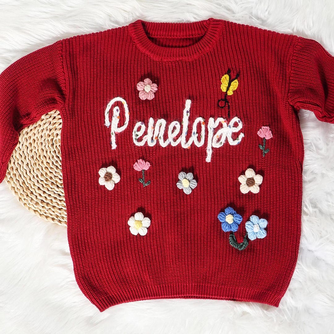 Personalized Embroidered Sweater With Name, Custom Kids Jumper ...