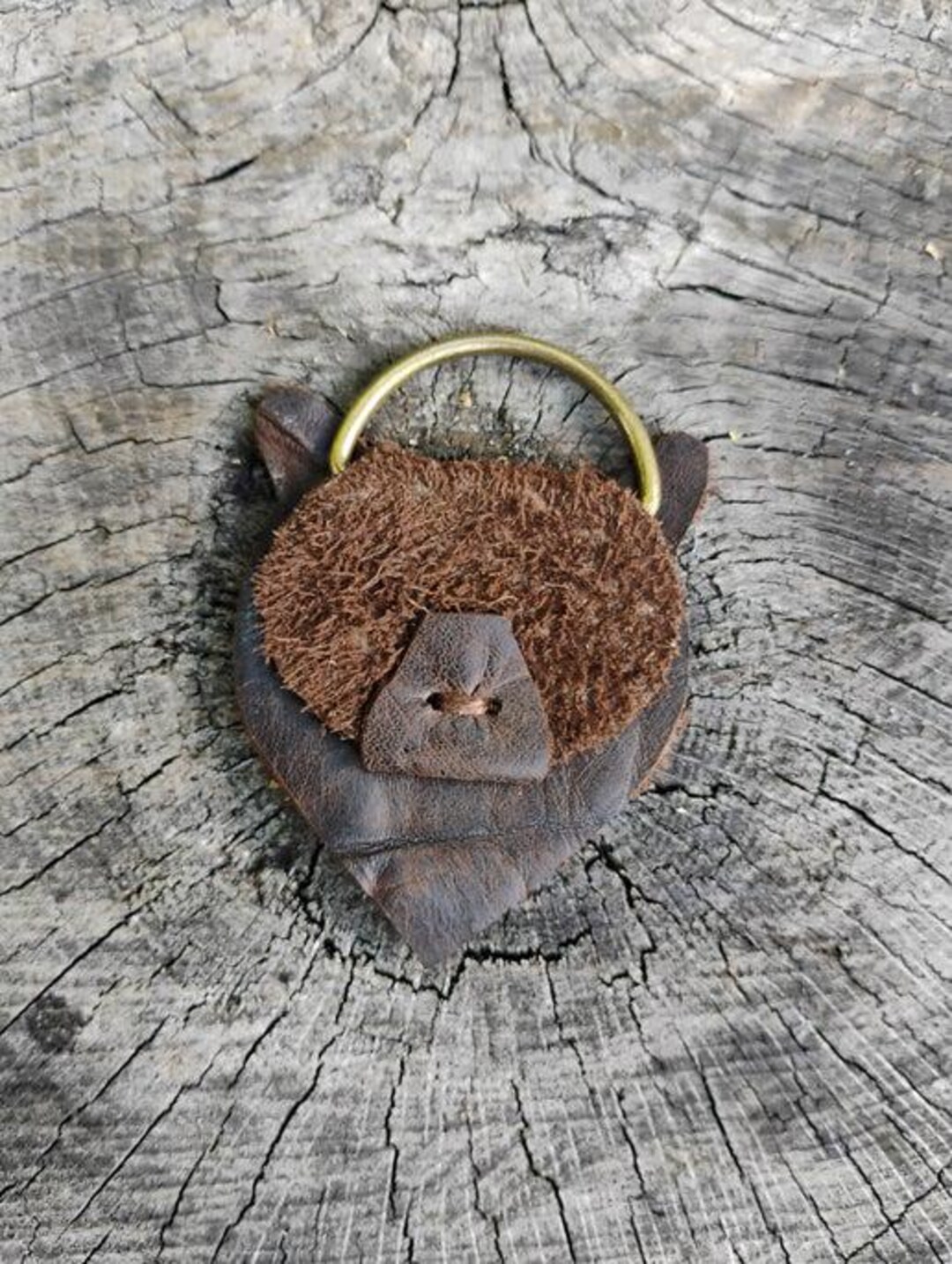 Leather Bear Head Keychain - Etsy