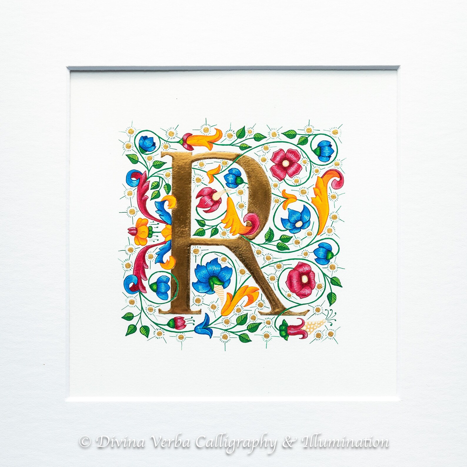 Renaissance Illuminated Letter. Hand Painted and Hand Gilded With 24k ...