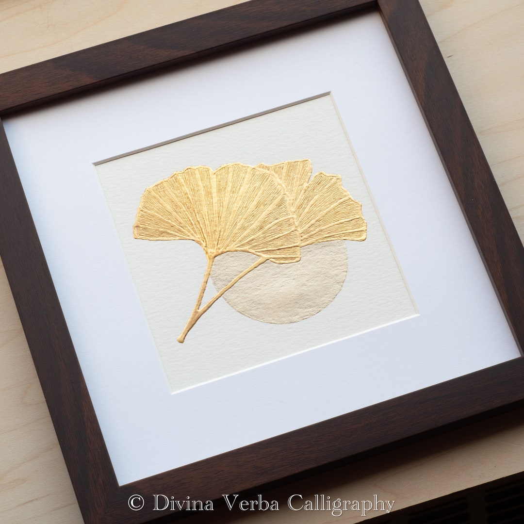 Ginkgo Leaves and Moon Hand Made With Genuine Gold Leaf - Etsy