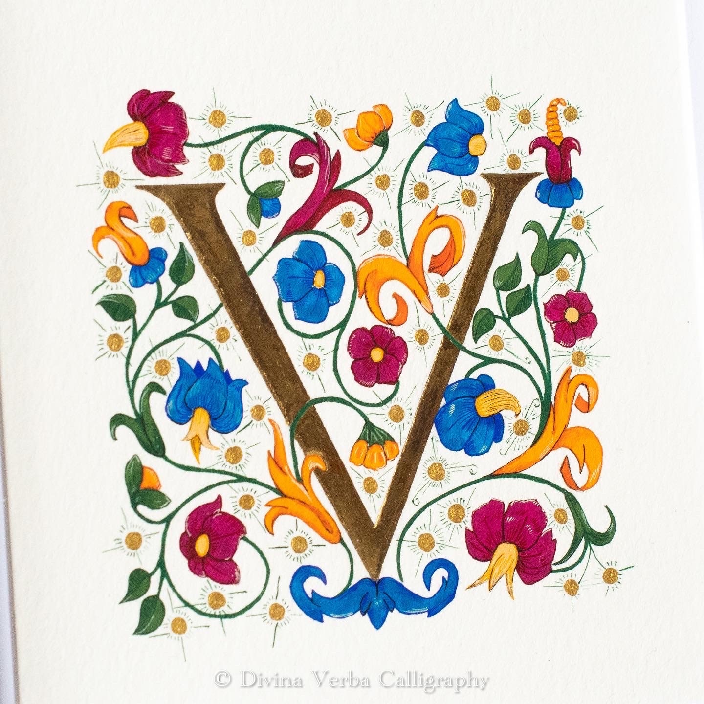 Renaissance Illuminated Letter. Hand Painted and Hand Gilded With 24k ...