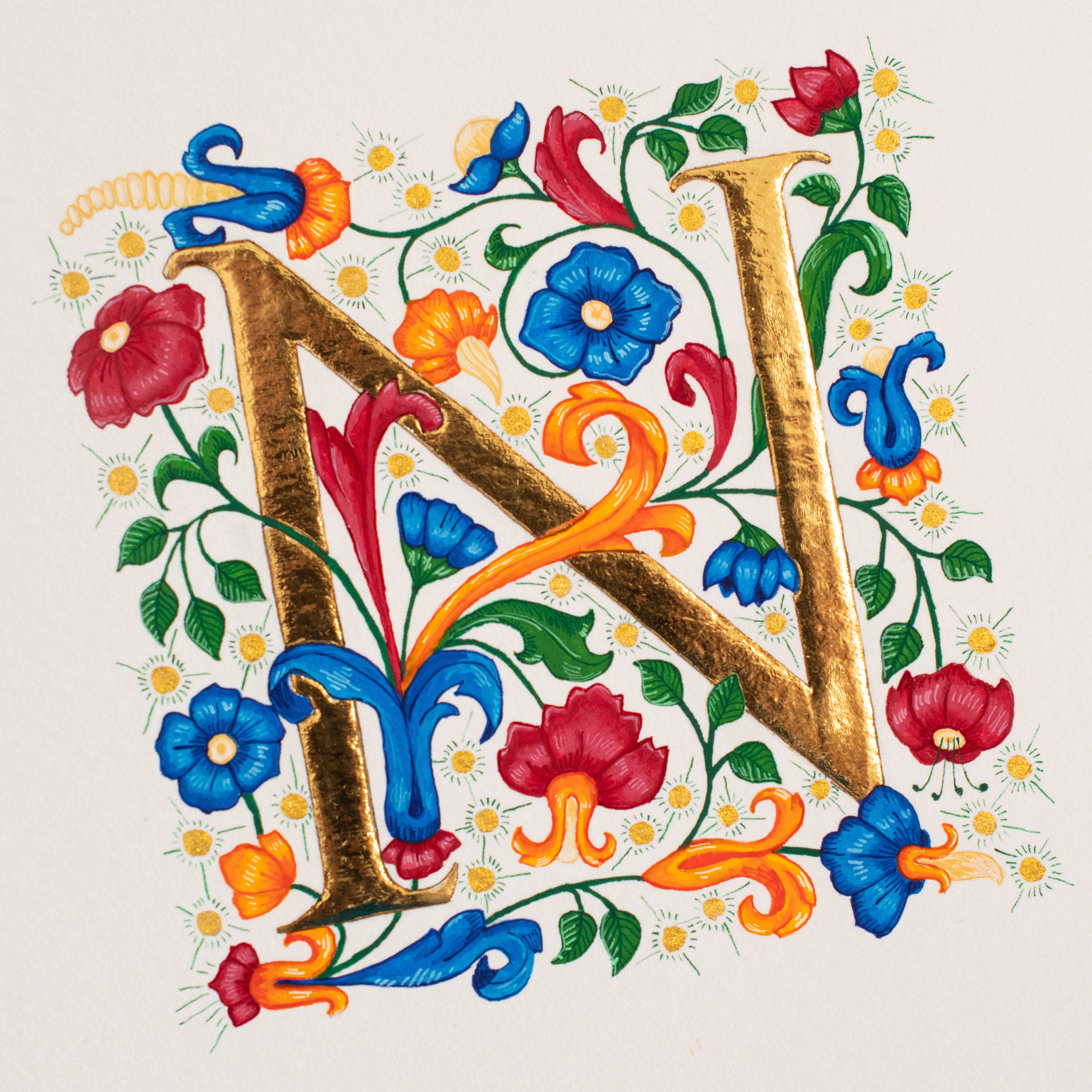 Renaissance Illuminated Letter. Hand Painted and Hand Gilded With 24k ...