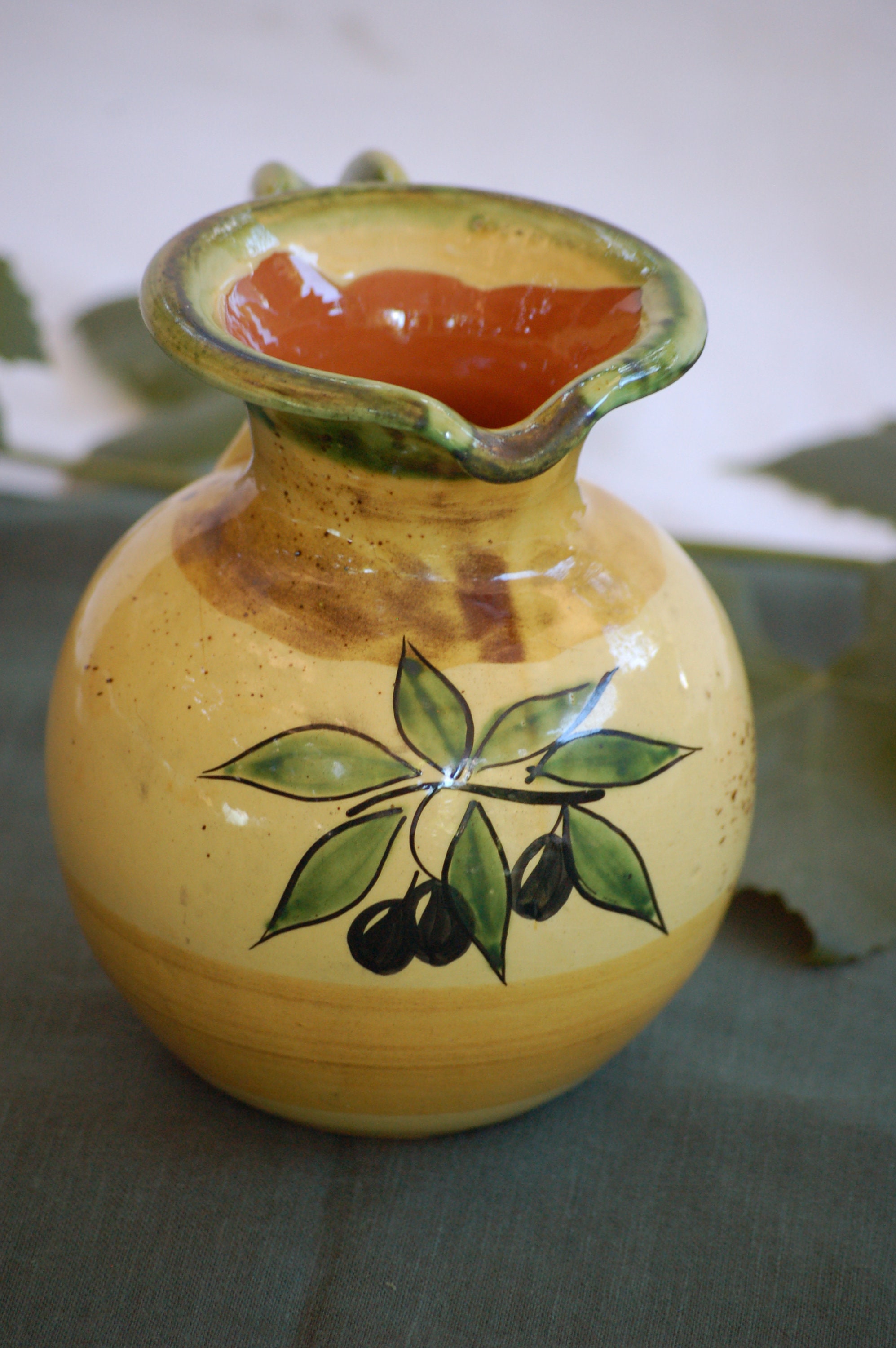 Vintage Provencal Carafe, Hand-painted Ceramic Pitcher From Provence ...