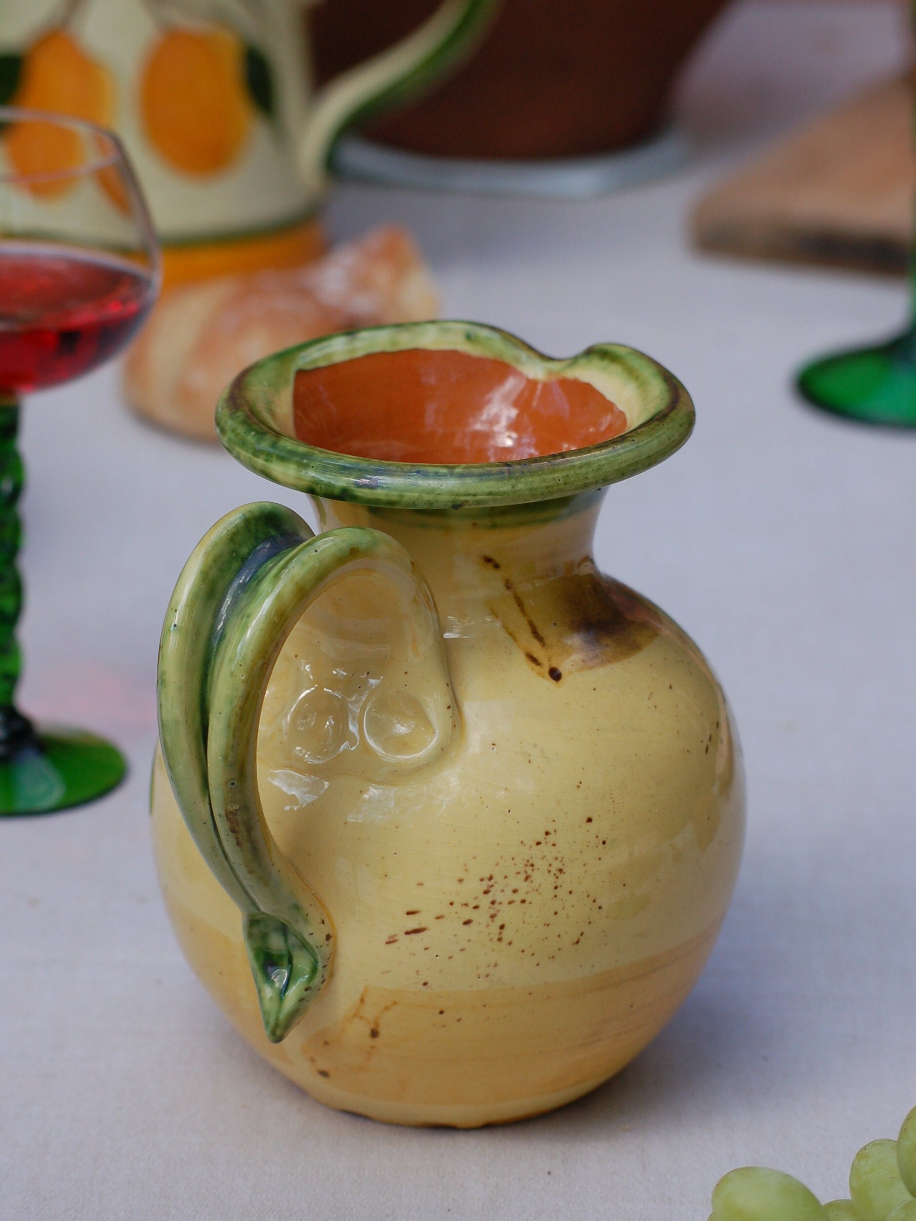 Vintage Provencal Carafe, Hand-painted Ceramic Pitcher From Provence ...